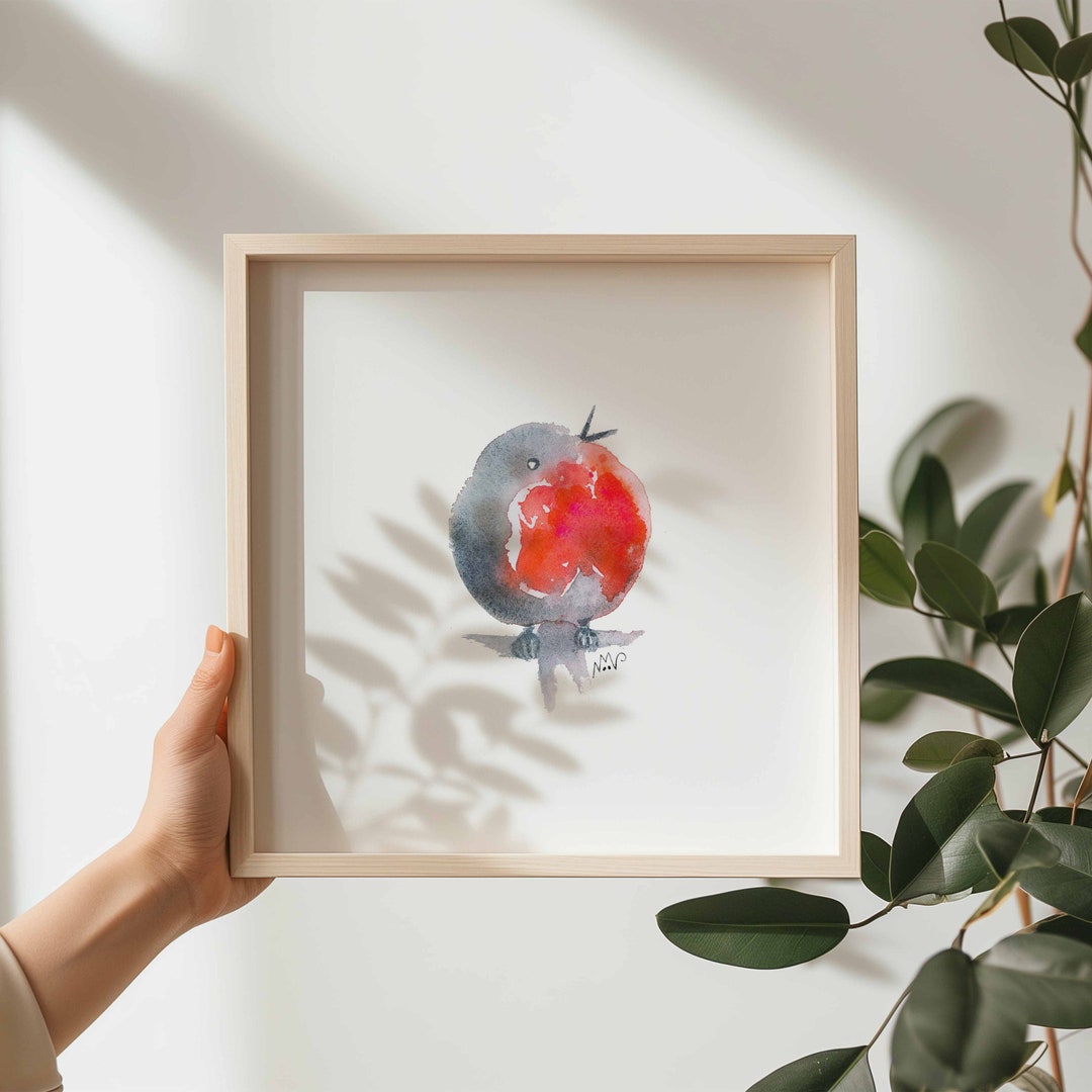 Robin Red Breast Bird Fine Art Print Gift of an Original Watercolour ...