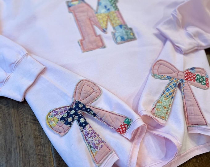 Side Bow Sweatshirt | Monogram Sweatshirt |quilt Sweatshirt | Patchwork ...