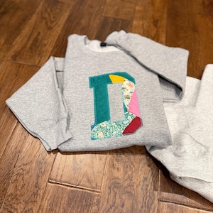 Monogram Sweatshirt, Summer Monogram, Vintage Quilt Sweatshirt, Patchwork Sweatshirt, Varsity ...