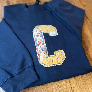 Monogram Sweatshirt, Vintage Quilt Sweatshirt, Patchwork Sweatshirt, Varsity Monogram, One of a ...