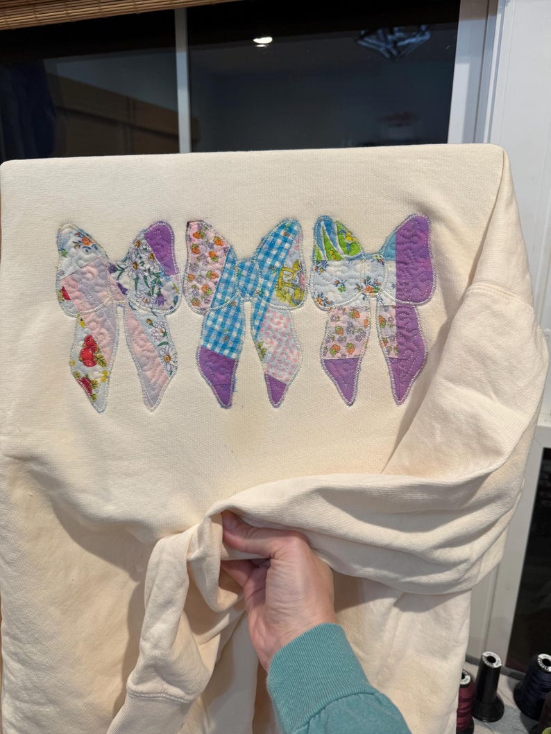 Quilted Bow Sweatshirt: One-of-a-kind Vintage Patchwork Hoodie - Etsy