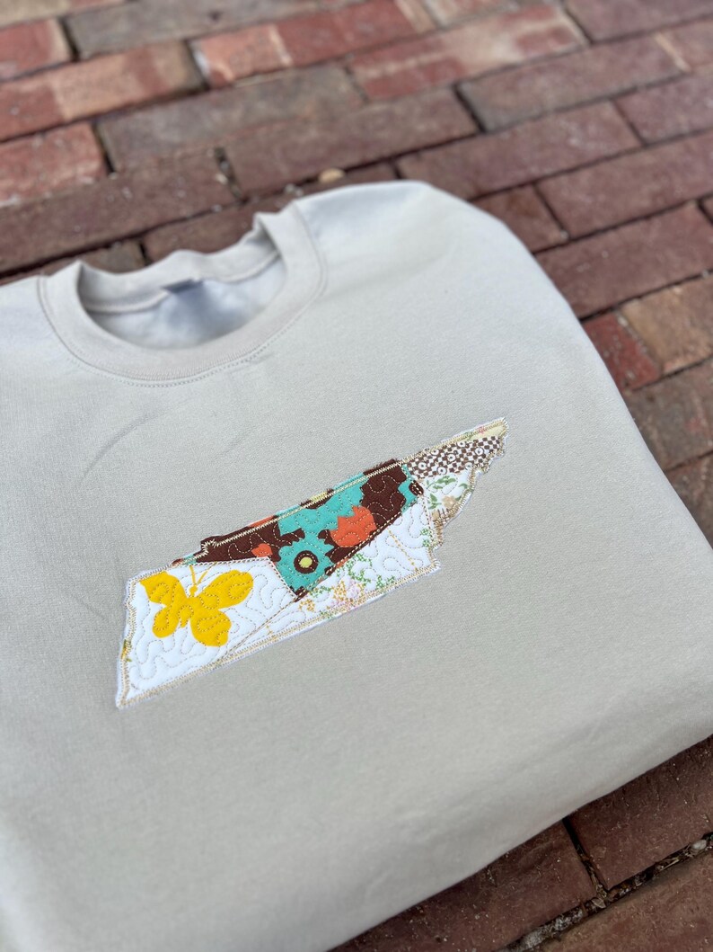 State Embroidered Sweatshirt | Applique Quilt Pullover | State ...