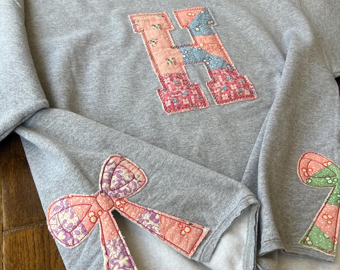 Monogram Crewneck, Side Bow Sweatshirt, Quilt Sweatshirt, Patchwork Sweatshirt, Varsity Letter ...