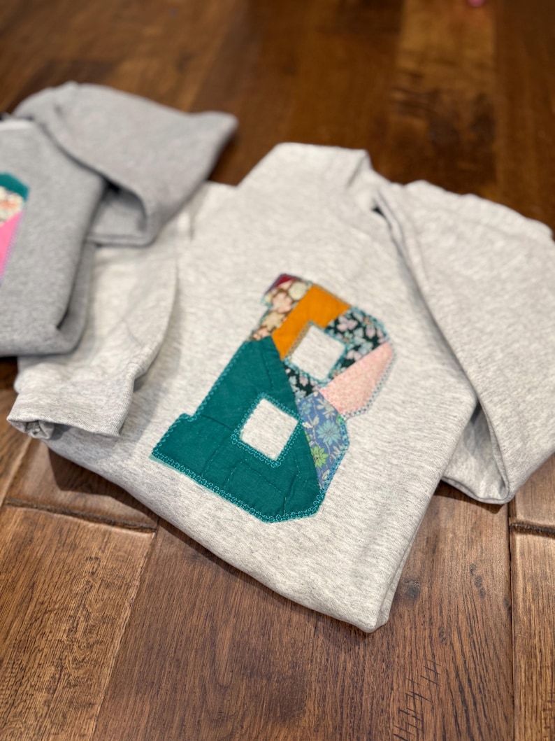 Monogram Sweatshirt, Summer Monogram, Vintage Quilt Sweatshirt, Patchwork Sweatshirt, Varsity ...
