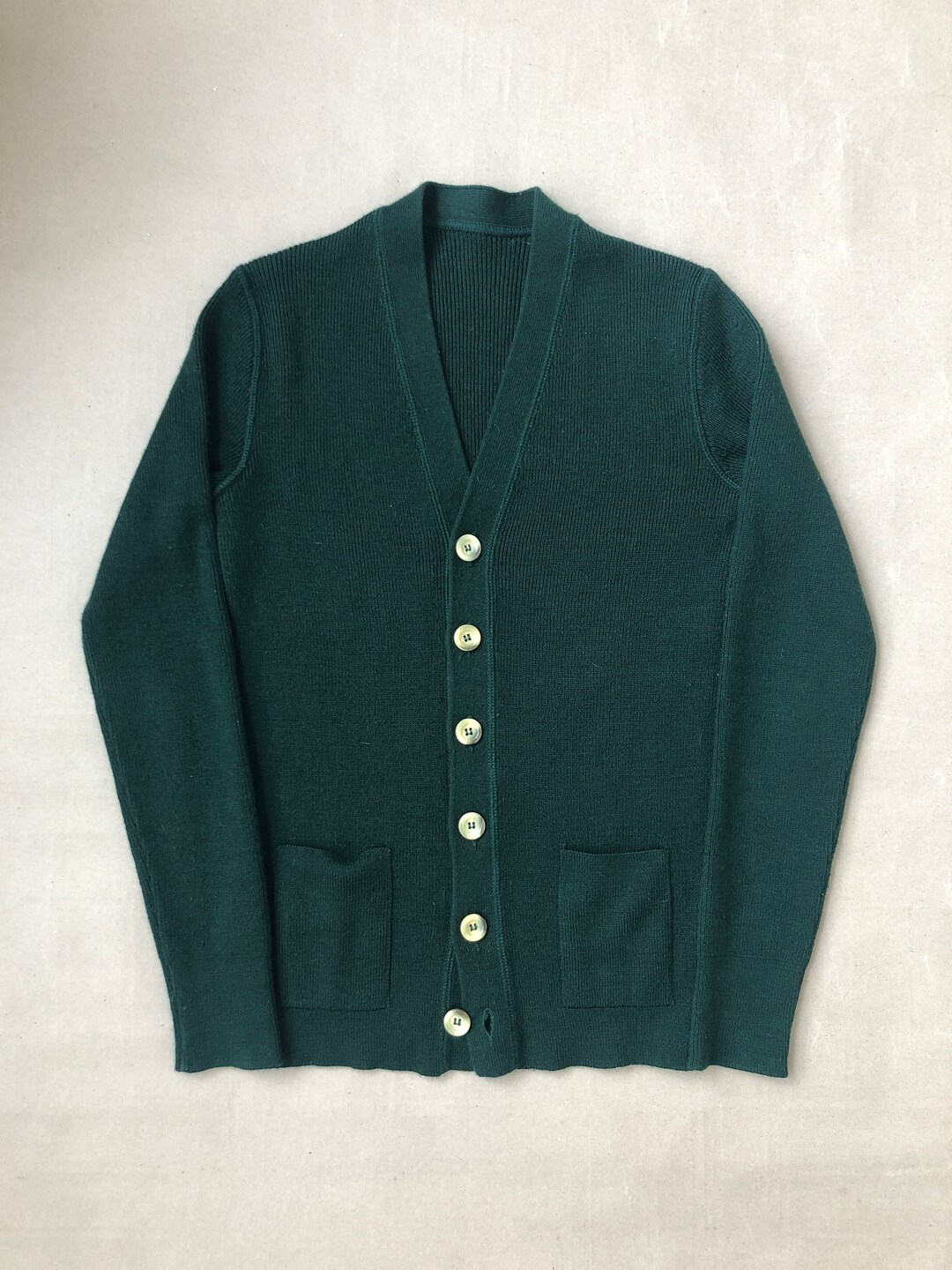 Vintage Italian Wool Cardigan in Green With Buttons and Pockets Size S ...