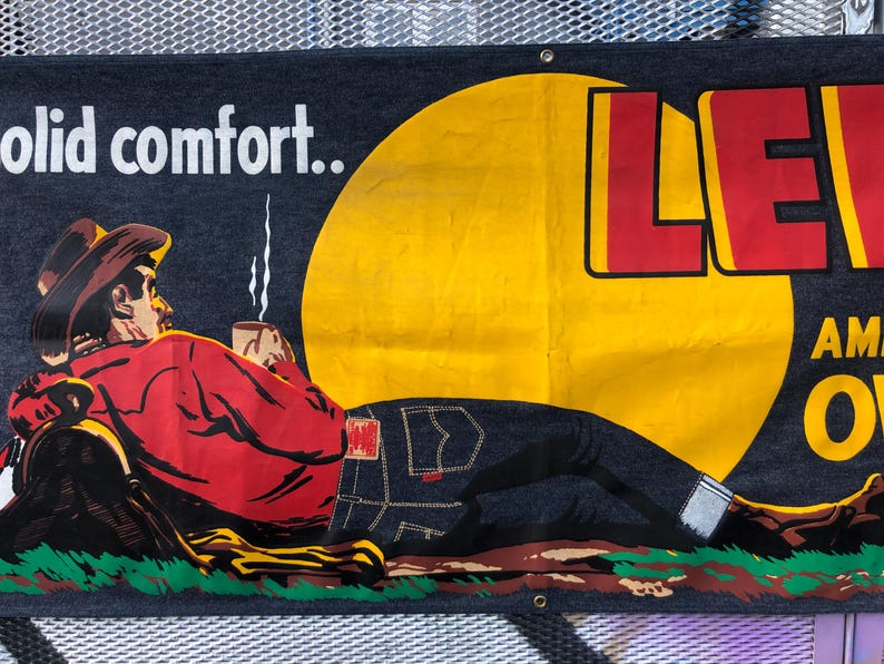 1950's RARE Levi's Commercial, Heavy Denim Silk Screen Store Banner ...