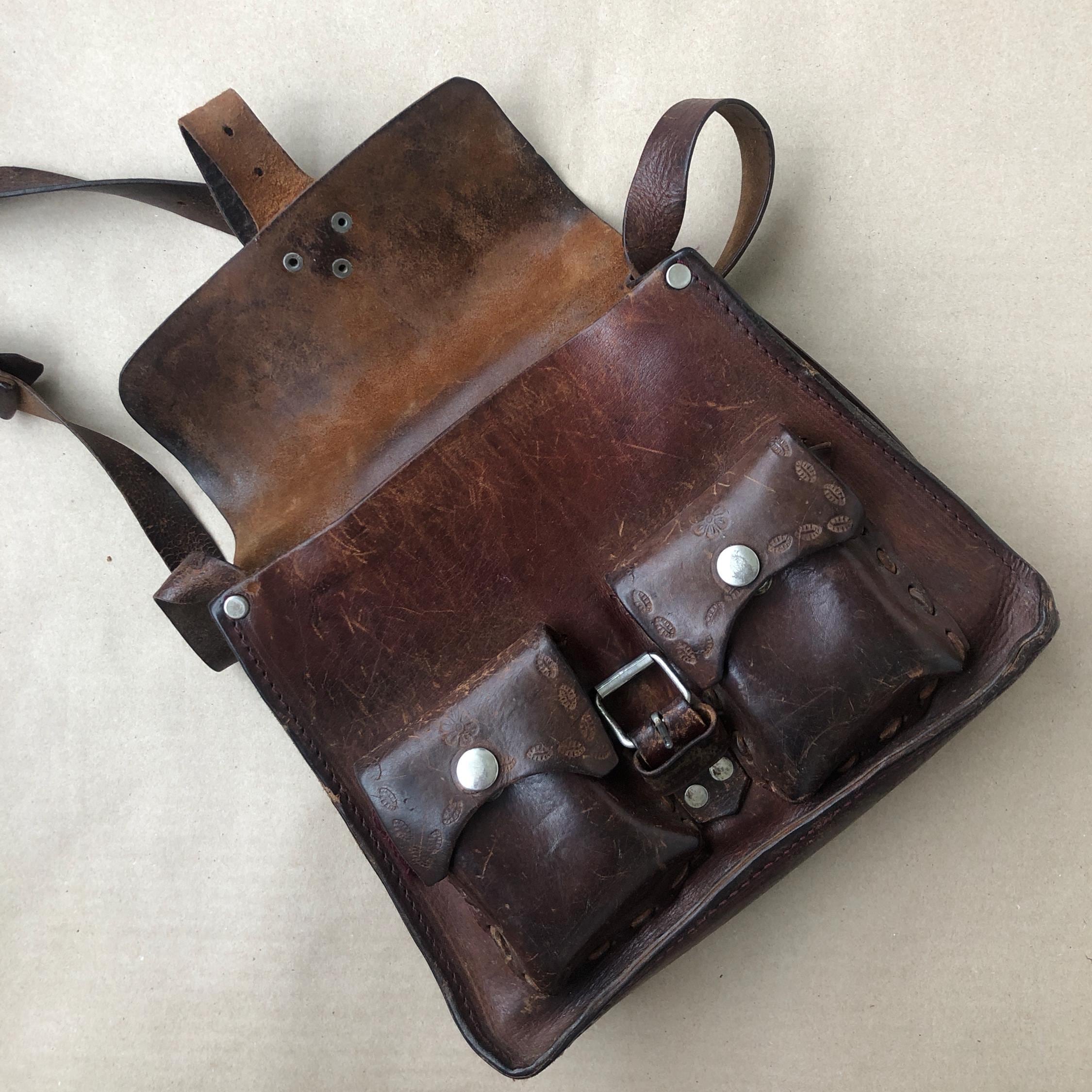 1970's Genuine Leather Satchel Bag With Dual Front Pockets and ...