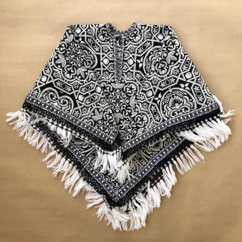 60s 70s Vintage Psychedelic Woven Poncho Onesize Tapestry Abstract ...