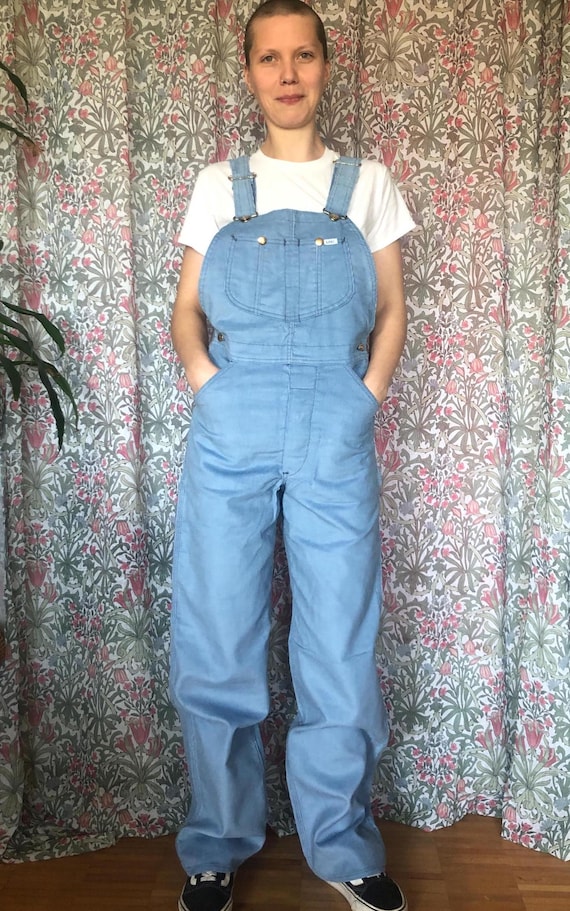 Early 70s Blue Corduroy Bib Overall Unisex Size S W 2… - Gem