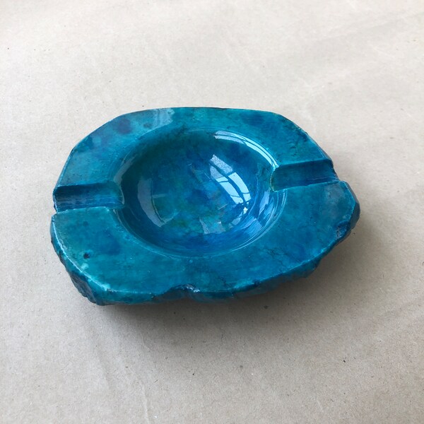 Vintage Blue Ashtray - Etsy