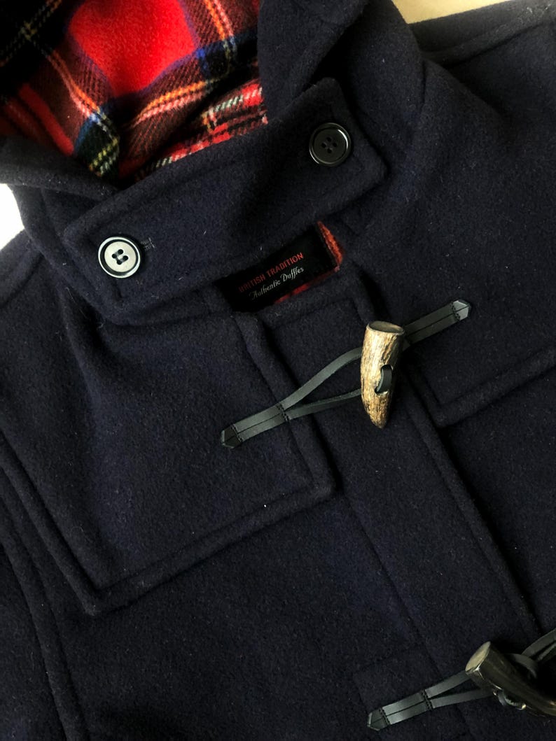00s Gloverall Wool Coat With Hood Size M British Duffel With Tartan ...