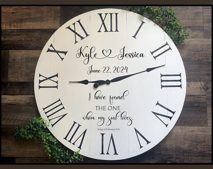 Personalized Wedding Gift Clock, Large Farmhouse Custom Clock ...