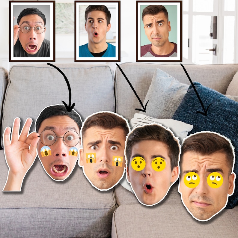 Custom Shaped Screaming Scared Emoticon Pillow From Photo, Funny Human ...
