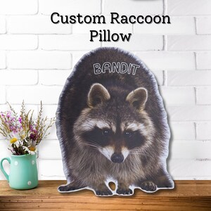 Raccoon Lover Personalized Plush Photo Pillow, Emotional Support ...