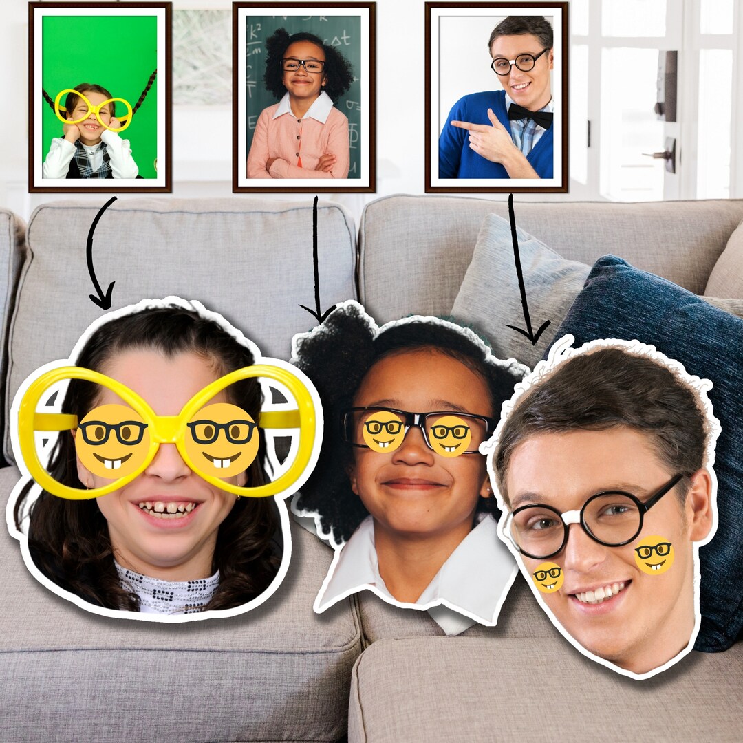 Custom Picture Nerd Face Pillow, Personalized 3D Nerd Head With Glasses ...
