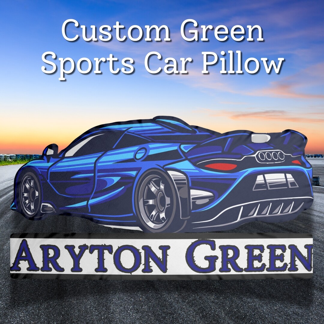Custom Name Blue Race Car Plush Pillow, Personalized Dirt Track Sports ...