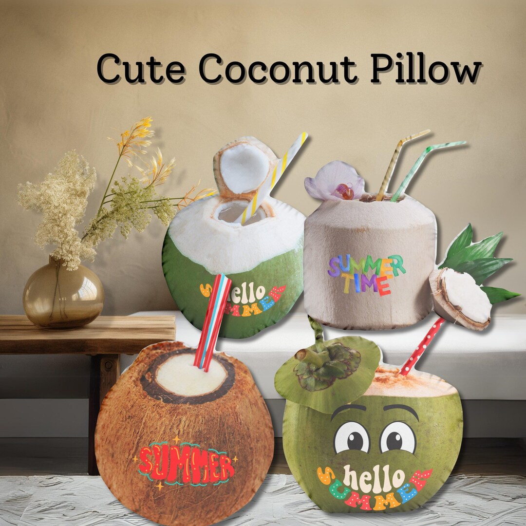 Coconut Juice Pillow, Tropical Fruit Coconut Pillow Cover in Outdoor ...