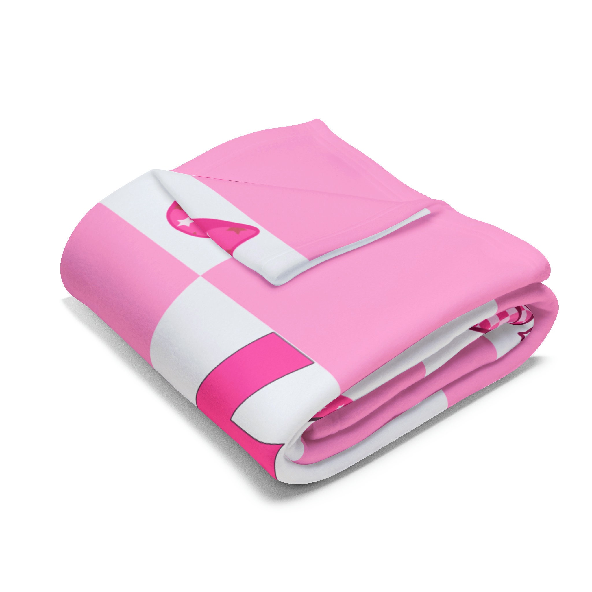 Western Cowgirl Star Boot Hat Retro Pink Lips Checkered Fleece Throw ...