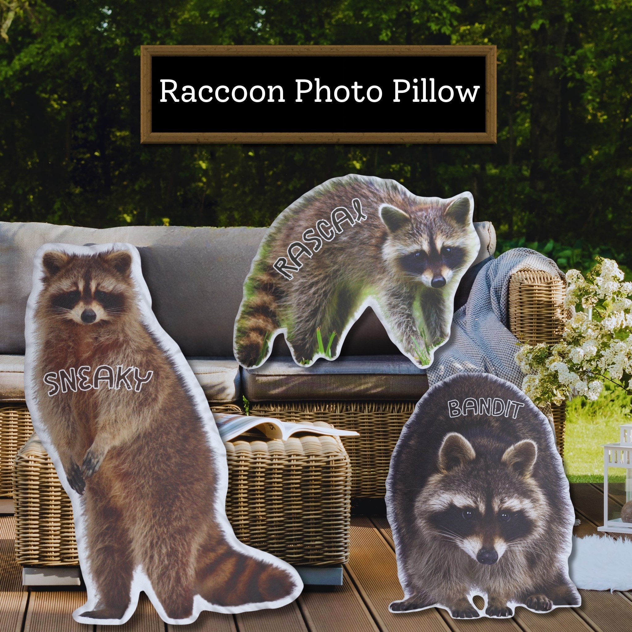 Raccoon Lover Personalized Plush Photo Pillow, Emotional Support ...