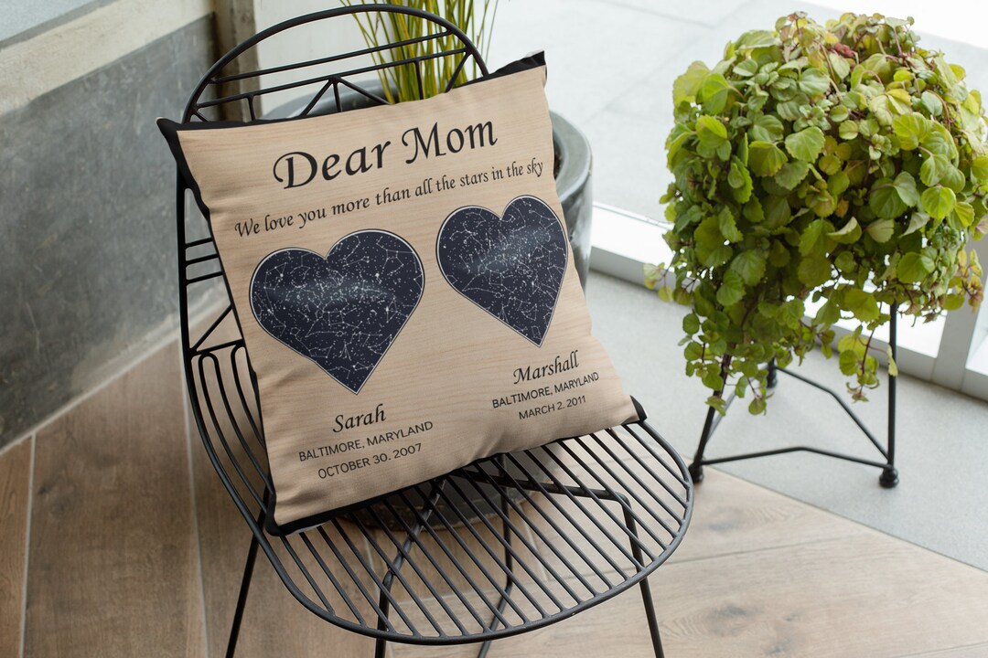 Gift for Her Custom Star Map Plush Pillow With Names, Happy Mother's ...