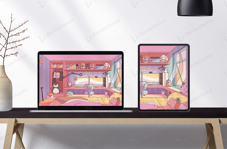 Cute Pink Cosy Bedroom Background PC 1920x1080 - Etsy
