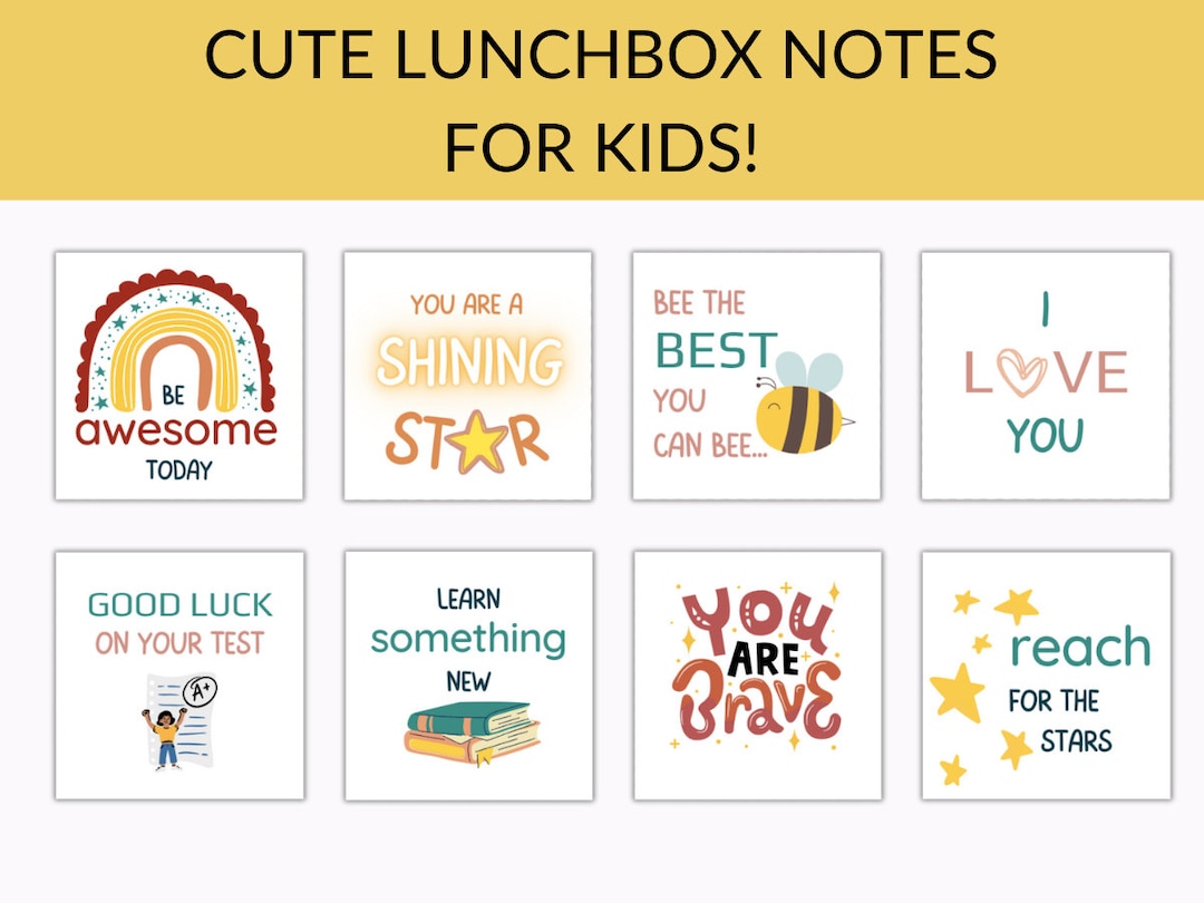 Cute Lunchbox Notes for Kids, Lunch Box Notes Printable, Printable ...
