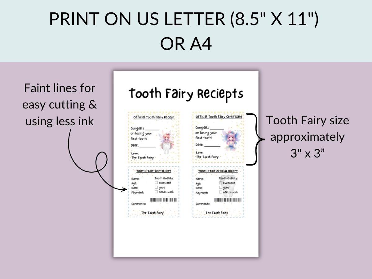Editable Tooth Fairy Receipt, Printable Tooth Fairy Note, First Tooth ...