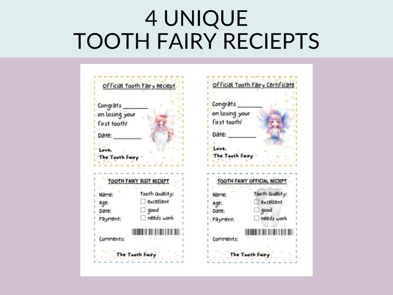 Editable Tooth Fairy Receipt, Printable Tooth Fairy Note, First Tooth ...