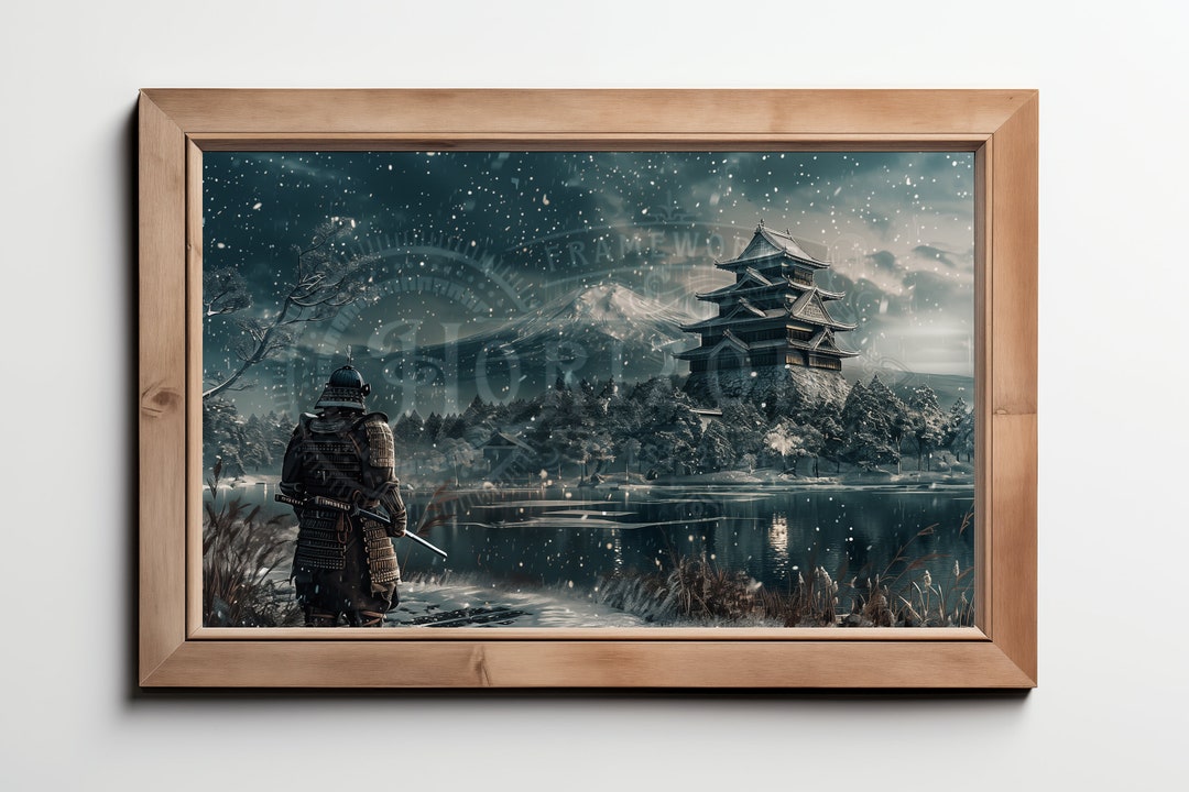 A Snowy Starry Night at Matsumoto Castle With Mysterious Samurai - Etsy