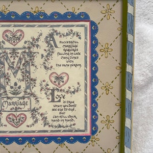 Antique Calligraphy Marriage Print With Folk Art Mat and Frame - Etsy