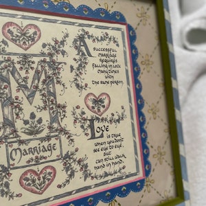 Antique Calligraphy Marriage Print With Folk Art Mat and Frame - Etsy