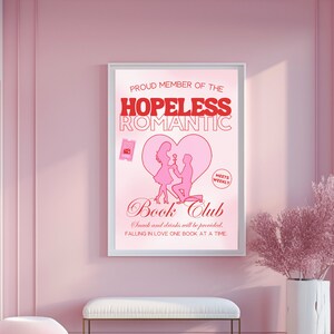 Hopeless Romantic Book Club Printable Wall Art Aesthetic Retro Bookish ...