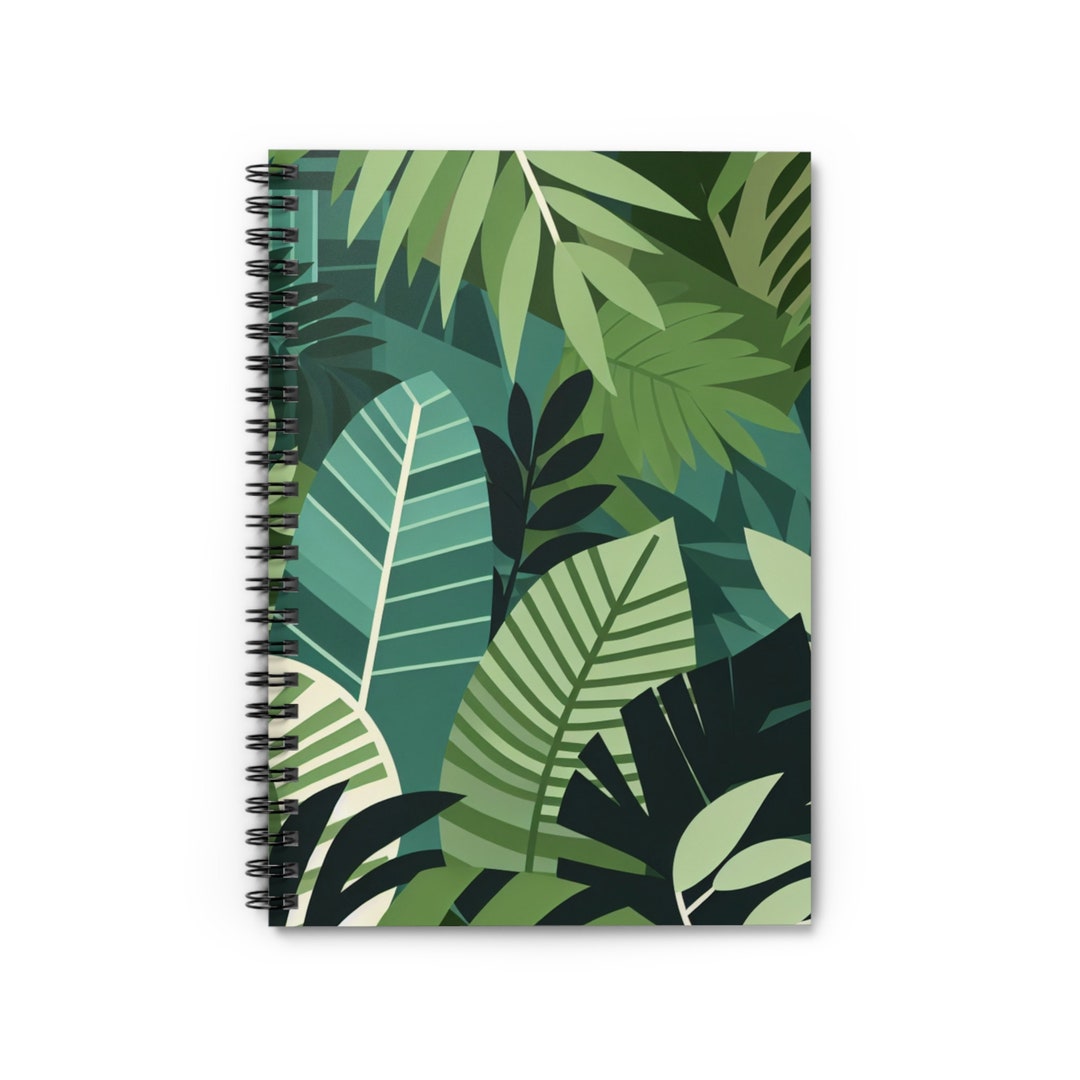 Greenery Botannical Nature Spiral Notebook, Leafy Greenery Jungle ...