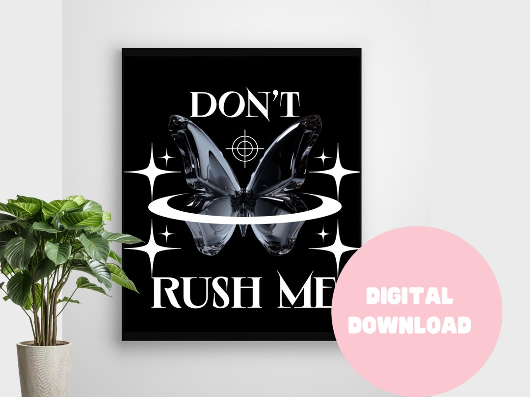 Dont Rush Me Butterfly Wall Art, Black Silver Funny Home Decor ...