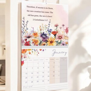Christian Calendar 2025 Watercolour Floral Art Home Decor Bible Verse ...