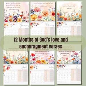 Christian Calendar 2025 Watercolour Floral Art Home Decor Bible Verse ...