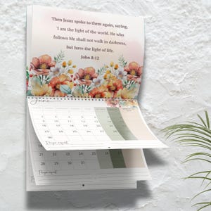 2025 Wall Calendar for Christian Gift Colourful Floral NKJV Bible Verse ...