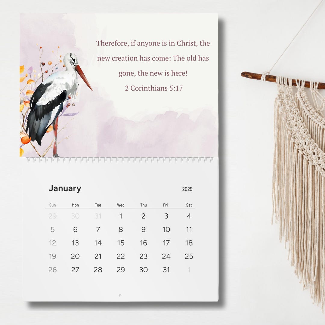Christian Wall Calendar 2025 Watercolour Bird Art Office Decor Bible ...