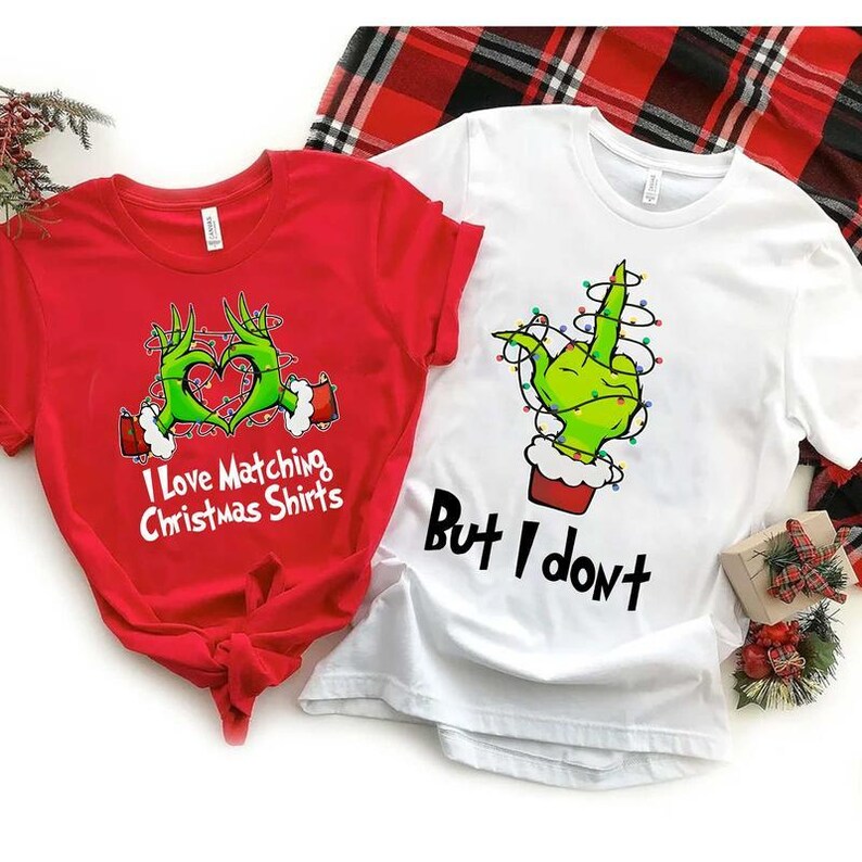 Funny Grinch Couple Matching T-shirt, Christmas Hubby Wifey Matching ...