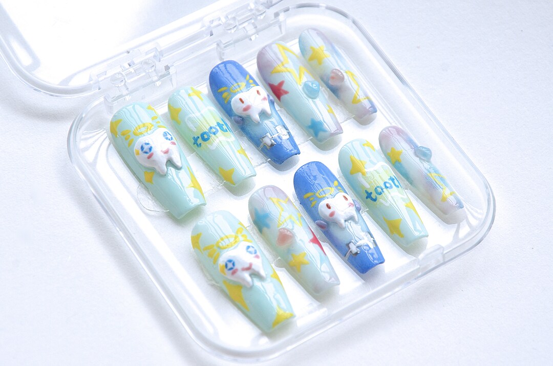 046crazy Teeth Original Custom Kawaii 3d Teeth Press on Nails Custom ...
