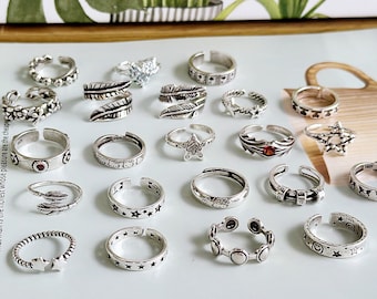 Silver Y2K Rings, Chunky Boho Y2K Gothic Rings, Y2K Chunky Rings, Minimalism Chunky Ring ...