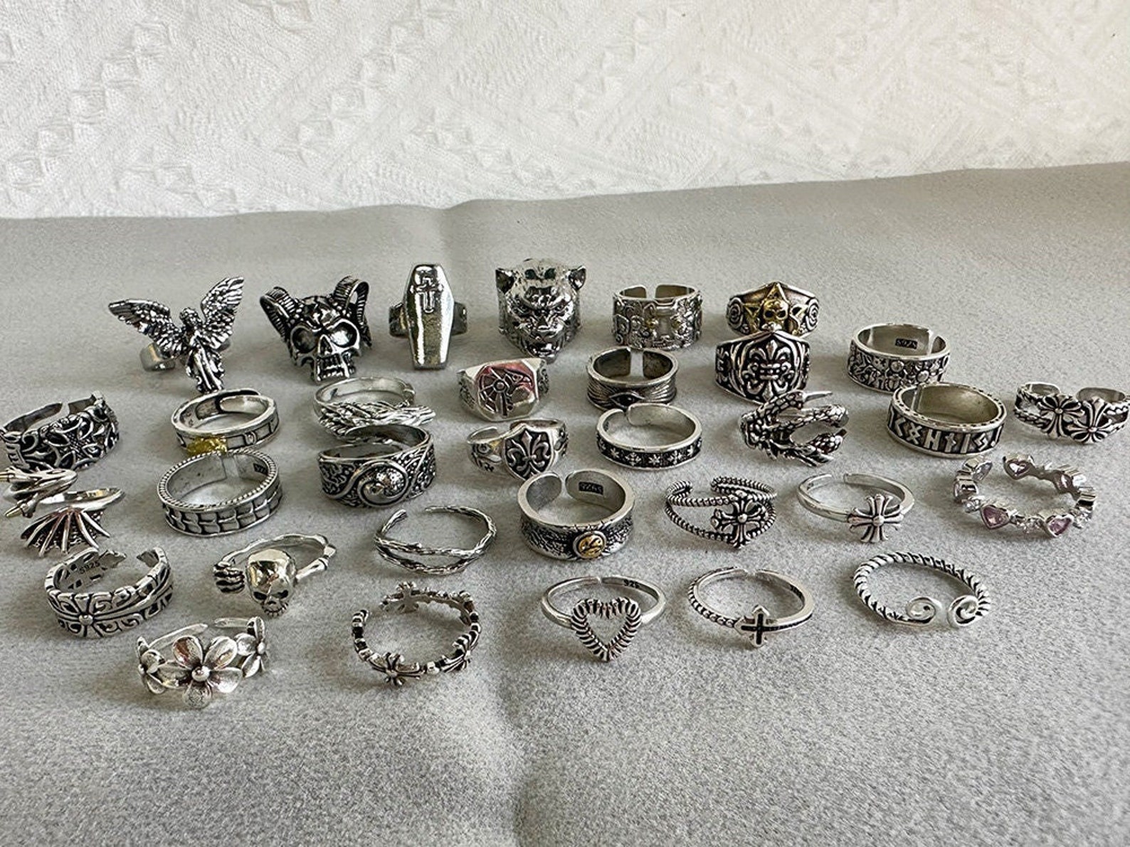 Unisex Y2K Rings, Goth Hippie Y2K Rings, Cyberpunk Chunky Ring, Adjustable Punk Gothic Ring, Y2K ...