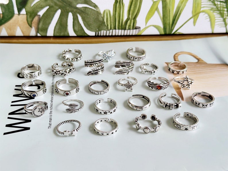 Gothic Y2K Rings, Unisex Y2K Rings, Silver Chunky Ring, Adjustable Ring, Y2K Ring Jewelry - Etsy