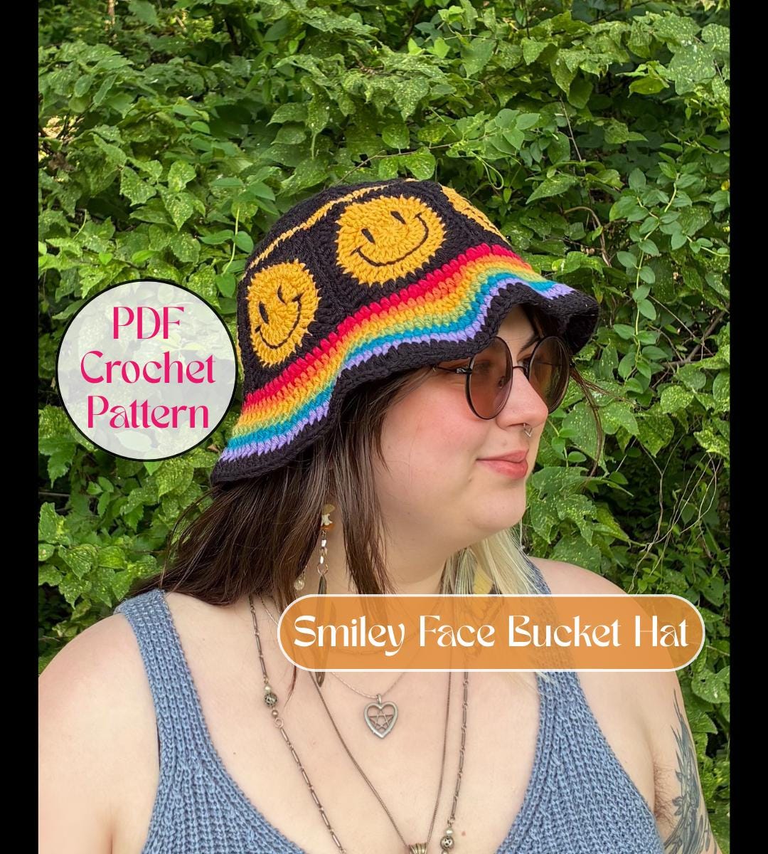 Smiley Face Bucket Hat Crochet Pattern PDF - Downloadable Digital ...