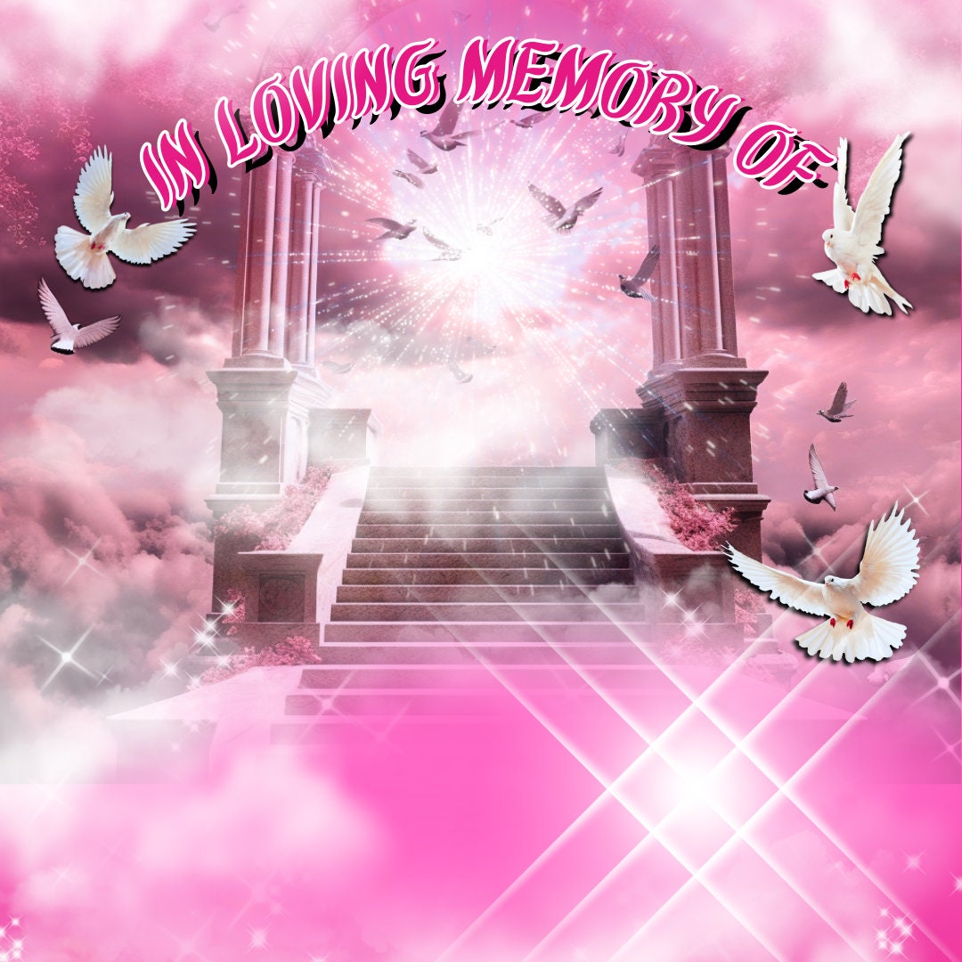 In Loving Memorial of Backdrop | Ipink Memorial Background | Stairs to ...