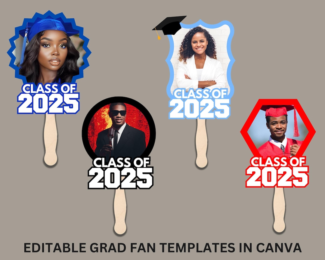 2025 DIY Graduation Fans | Editable Canva Frame Drag & Drop | Easy Edit ...