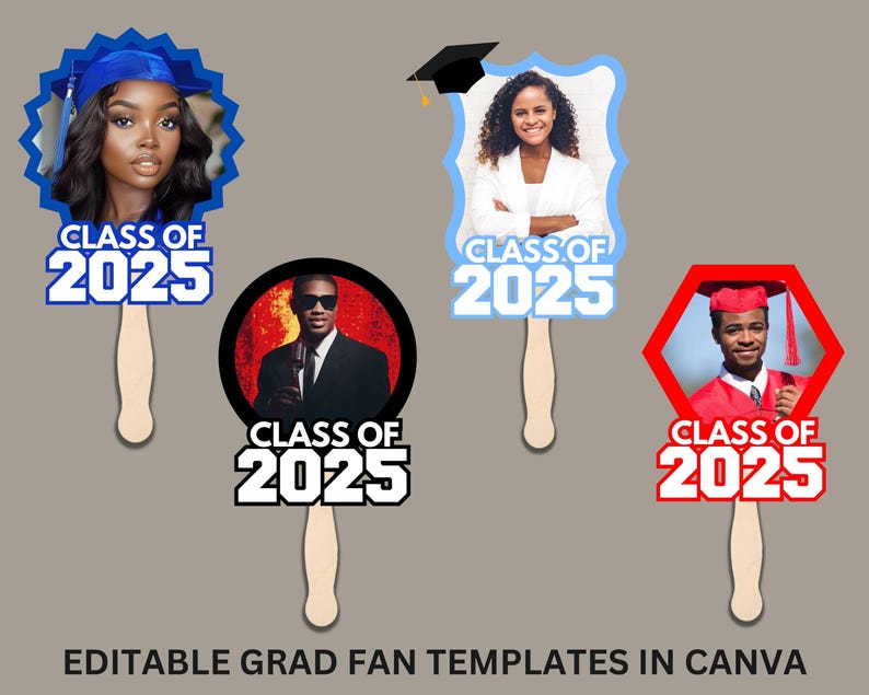 2025 DIY Graduation Fans | Editable Canva Frame Drag & Drop | Easy Edit ...