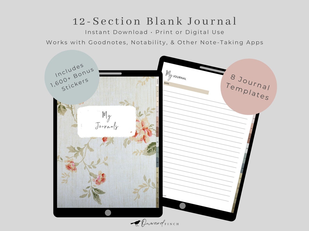 Antique Floral Digital Journal, Daily, Goodnotes Journal, iPad Notebook ...