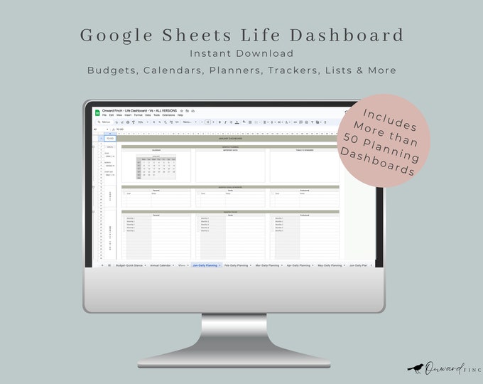 All in One Life Planner Templates for Google Sheets, Digital Personal ...