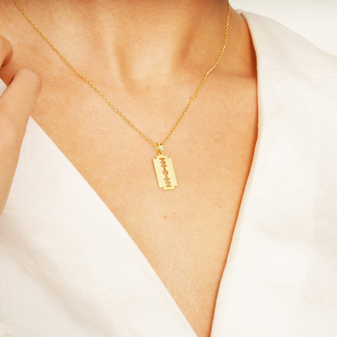 Pendant Razor Blade Necklace - Razor Necklace - 925k Silver Pendant ...